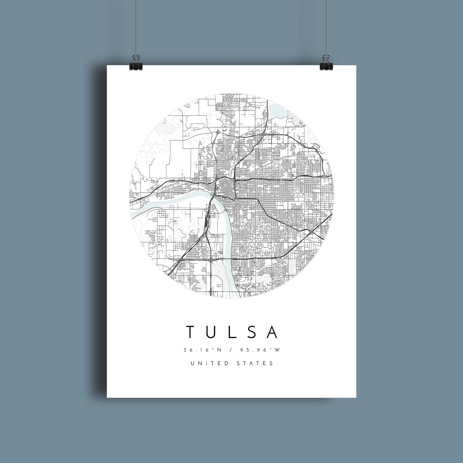 Tulsa Map, Tulsa, Oklahoma, City Map, Home Town Map, Tulsa Print, Wall ...