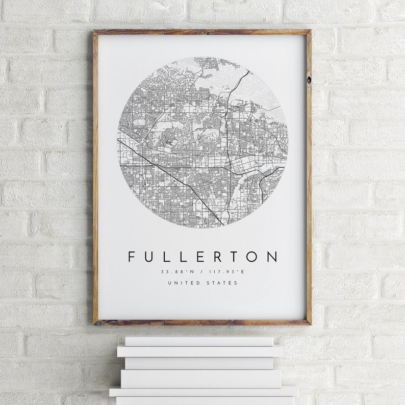 Fullerton Map Fullerton California City Map Home Town Map - Etsy