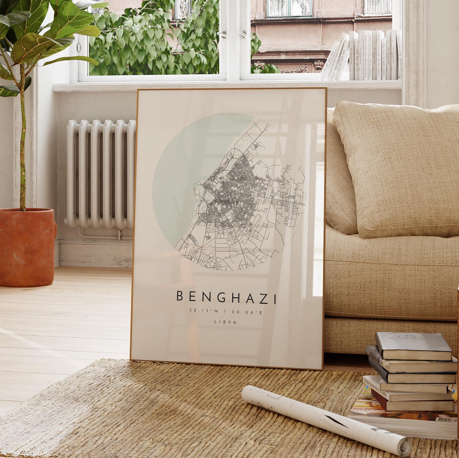 Benghazi City Map: Modern Wall Art Prints (matte Paper, Various Sizes ...