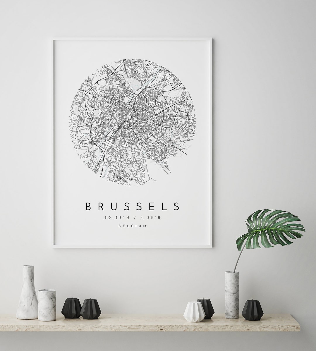 City Map, Map Print, Map Art, Brussels, City Map Print, Modern Map Art ...