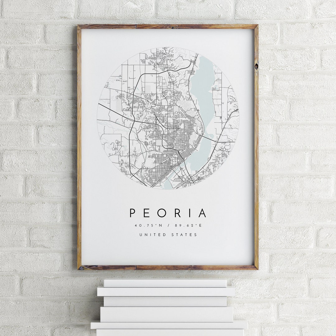 Peoria Map, Peoria, Illinois, City Map, Home Town Map, Peoria Print ...