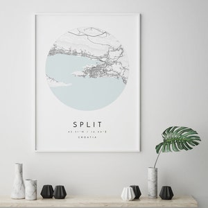 Split Map, Split, Croatia, City Map, Home Town Map, Split Print, Wall ...