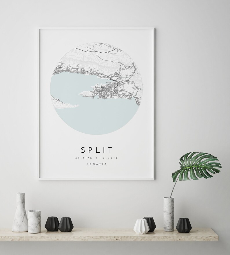 Split Map Split Croatia City Map Home Town Map Split | Etsy