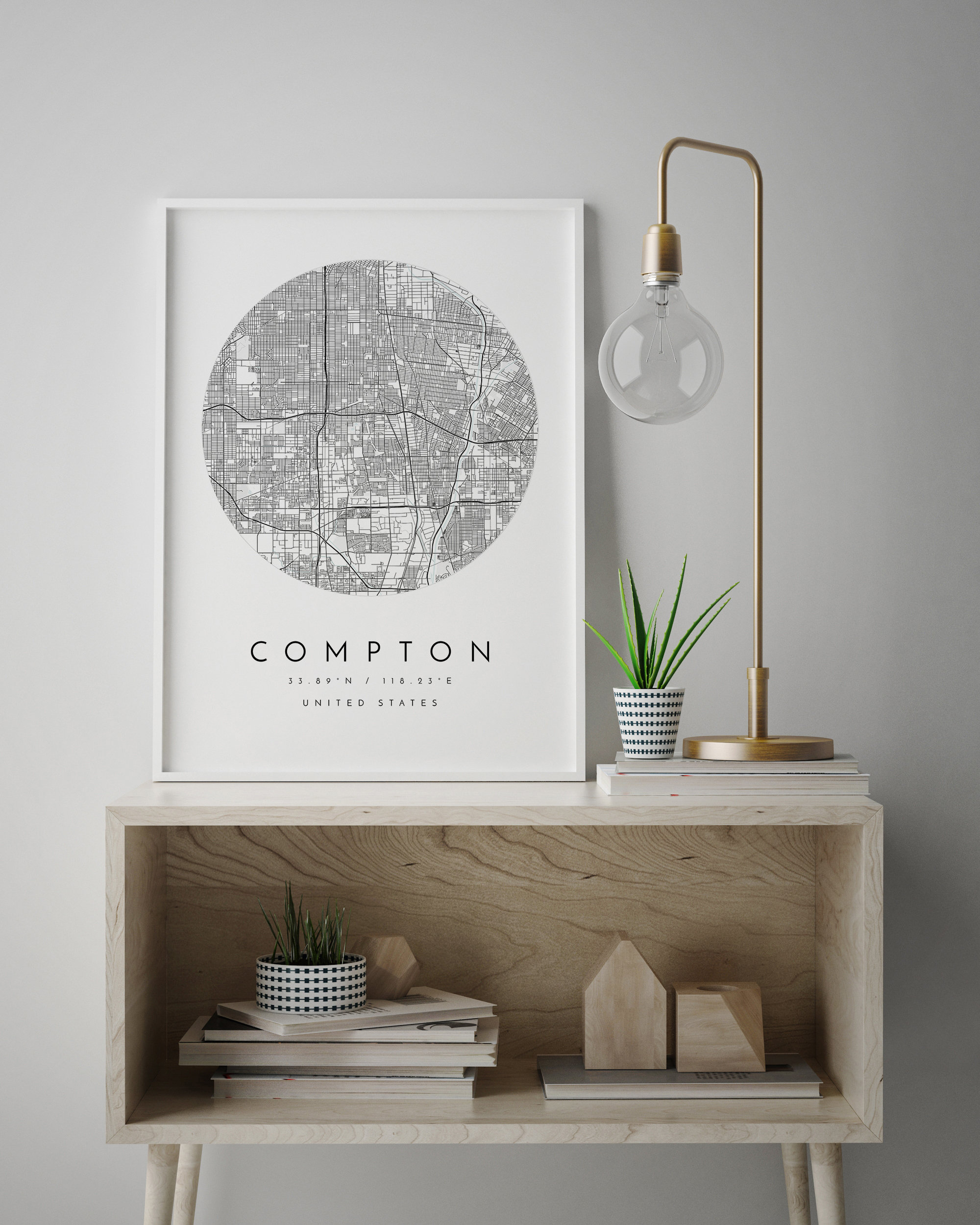 Compton Map Compton California City Map Home Town Map - Etsy