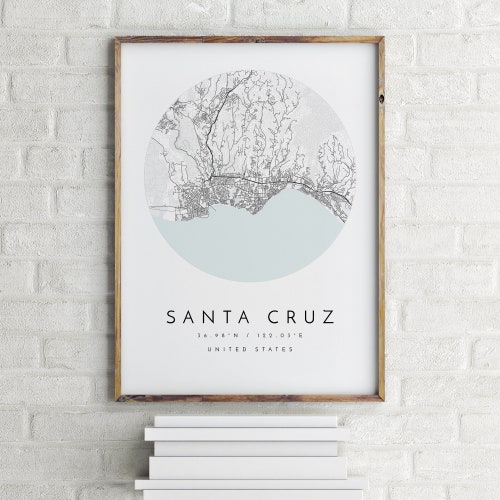 Santa Cruz Surfing Map - Etsy