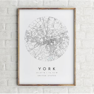 York Map, York, Pennsylvania, City Map, Home Town Map, York Print, Wall ...