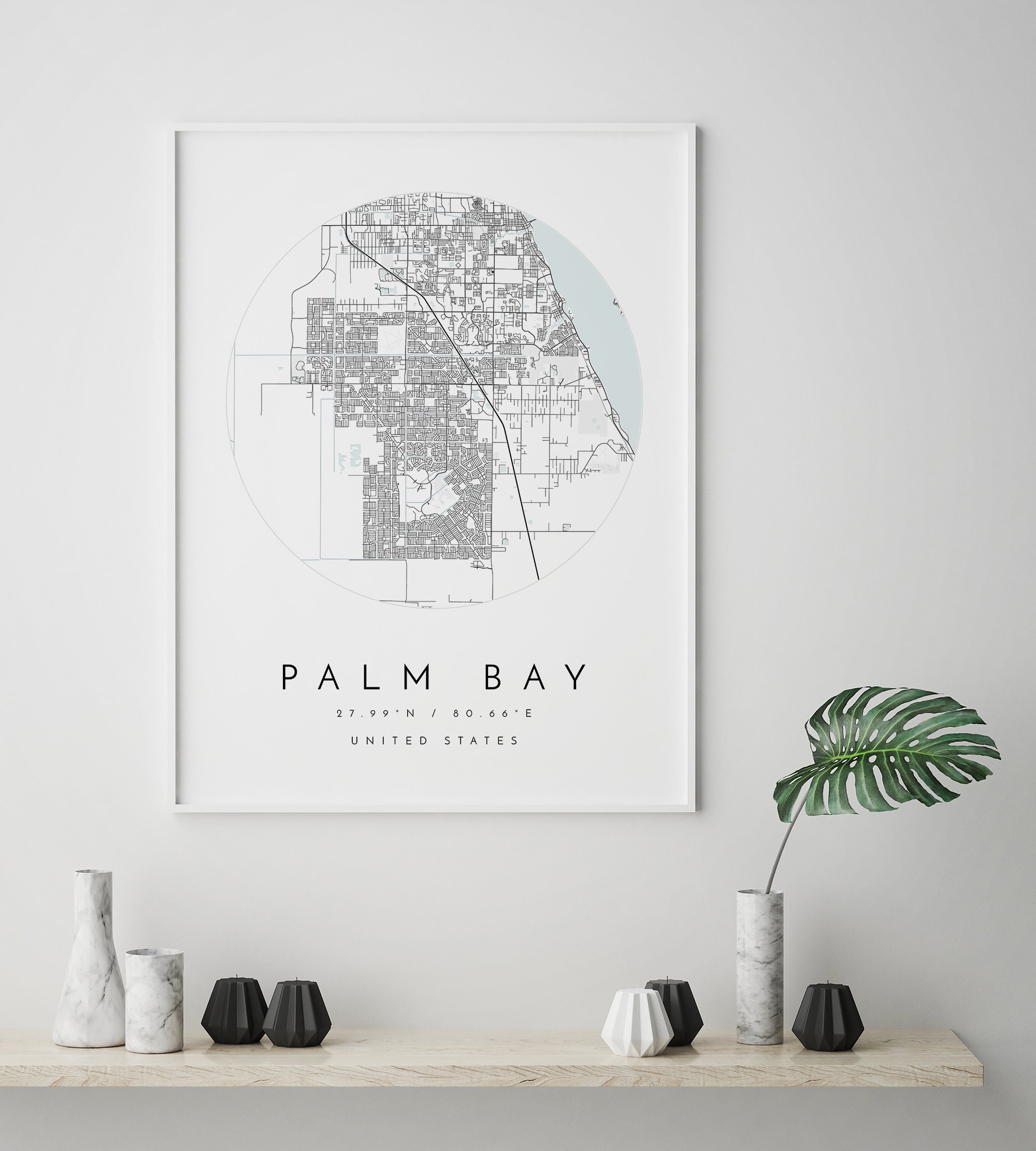 Palm Bay Map Palm Bay Florida City Map Home Town Map Palm - Etsy