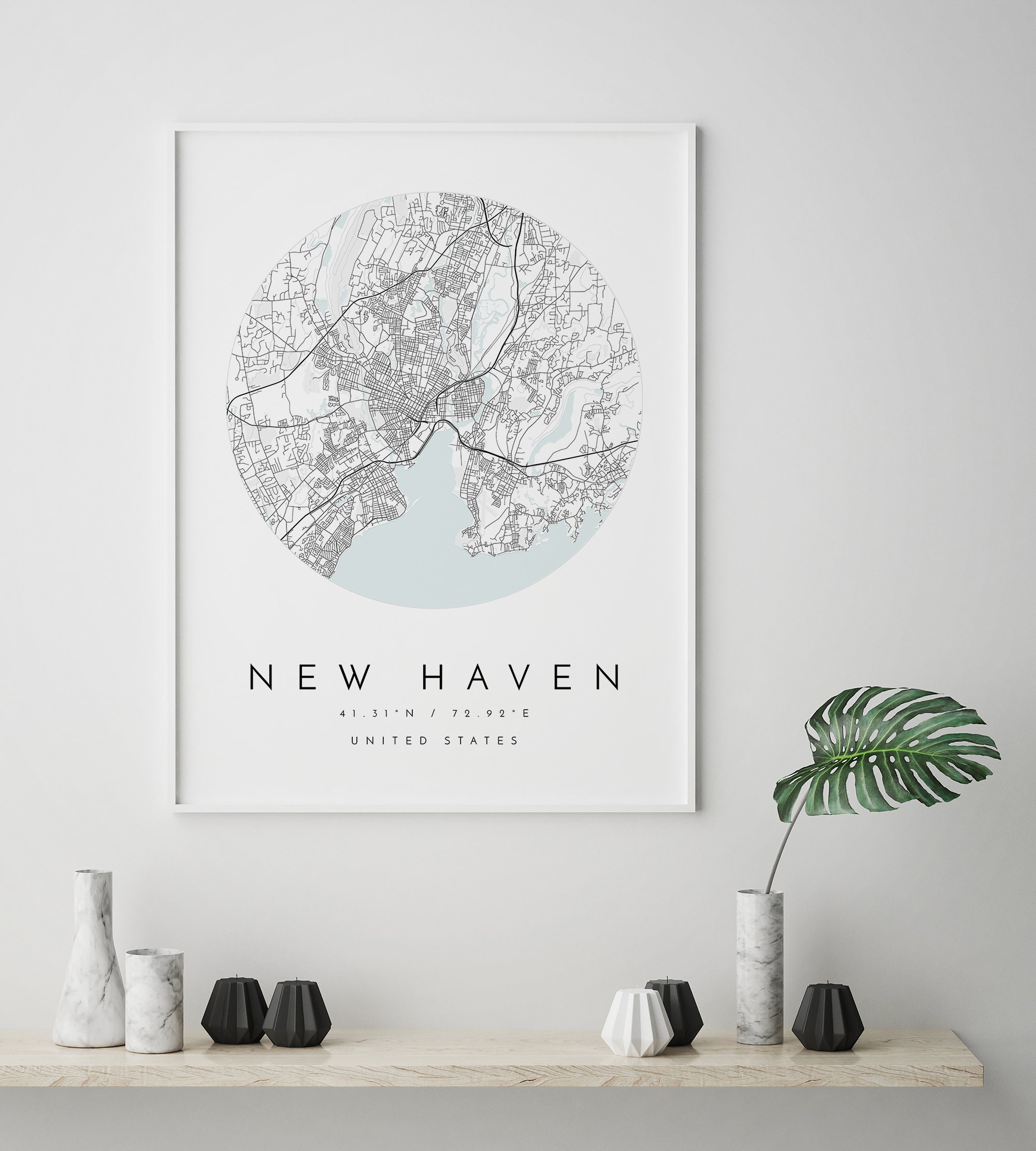 New Haven Map New Haven Connecticut City Map Home Town - Etsy