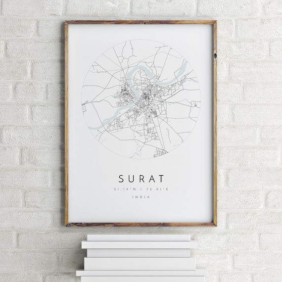 Surat Map Surat India City Map Home Town Map Surat Print | Etsy