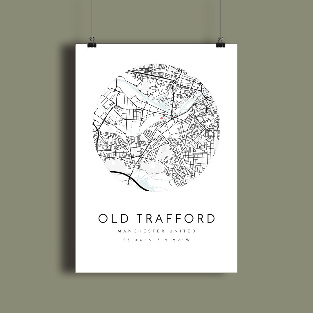Man United Old Trafford Stadium Print, Favourite Soccer Team, Gift for ...