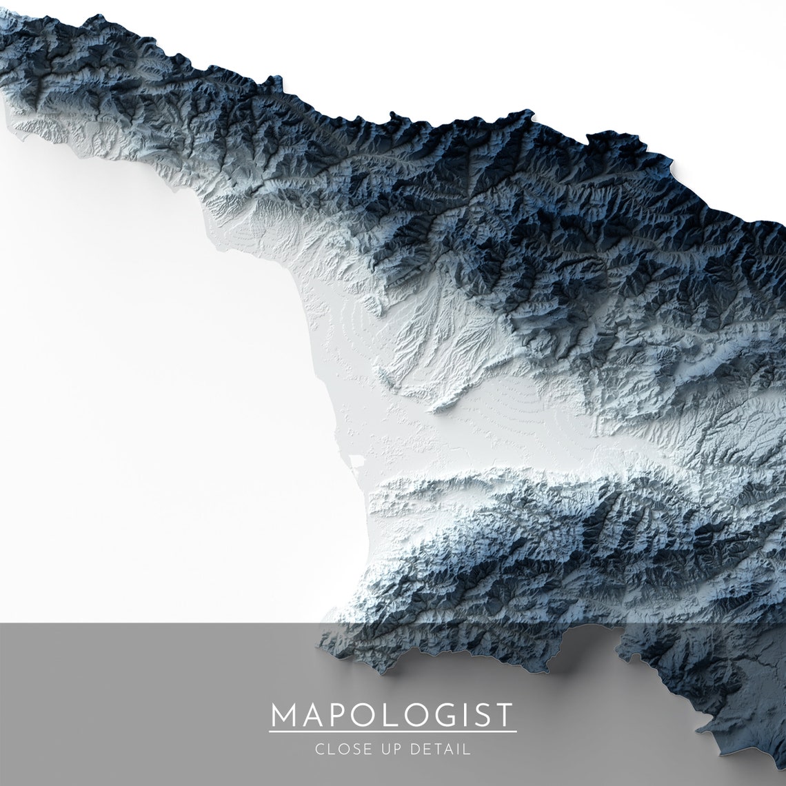 Georgia Map, Elevation Map Print, Map Artwork, Georgia Landscape ...