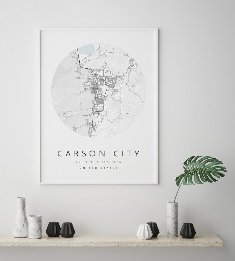 Carson City Map Map of Carson City Home Town Map City Map | Etsy