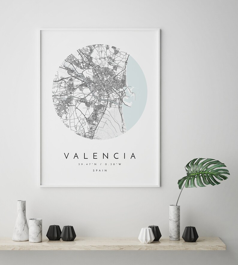 Valencia City Map Valencia Poster Valencia Map Poster | Etsy