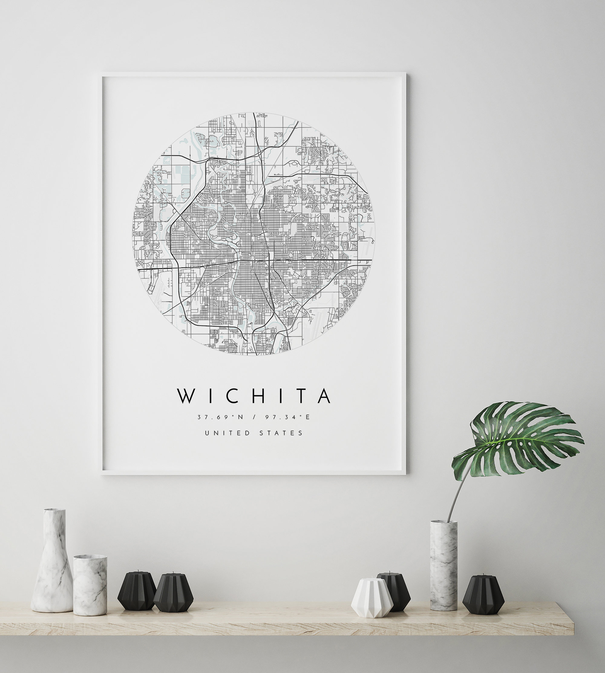 Wichita Map Wichita Kansas City Map Home Town Map Wichita | Etsy