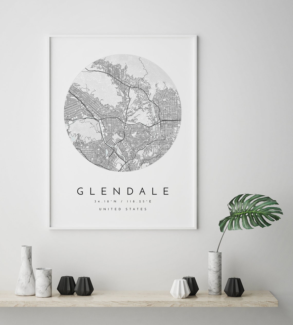 Glendale Map Glendale California City Map Home Town Map | Etsy
