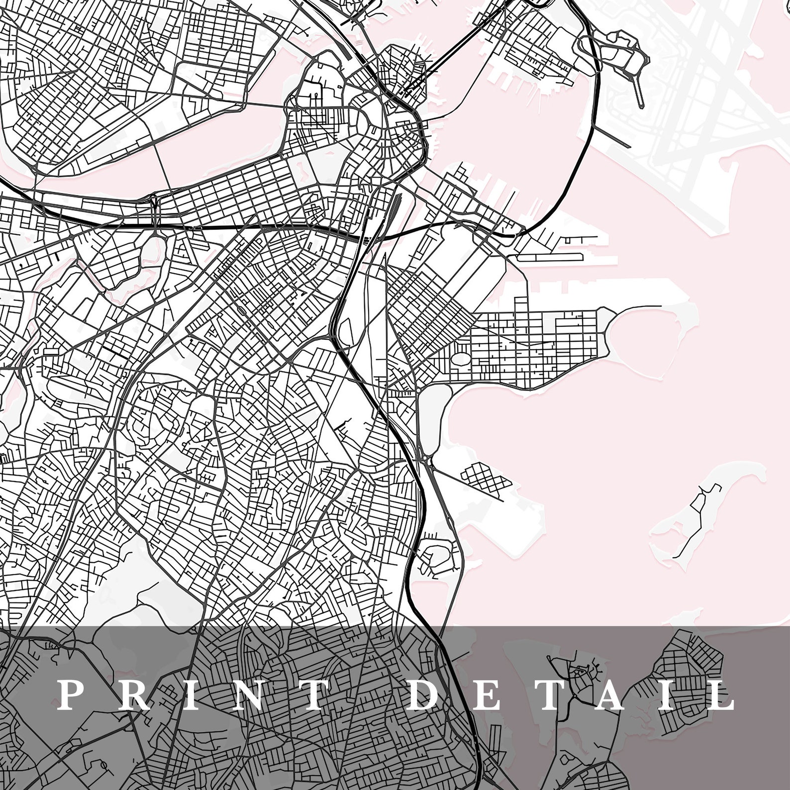 City Map Boston Map Minimalist Map Boston Print Boston | Etsy