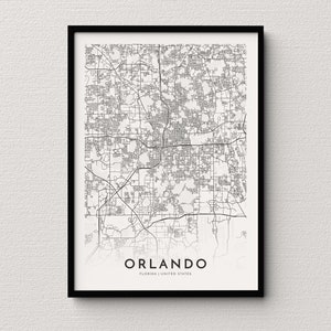 Orlando Map Orlando Florida City Map Print Map Poster - Etsy