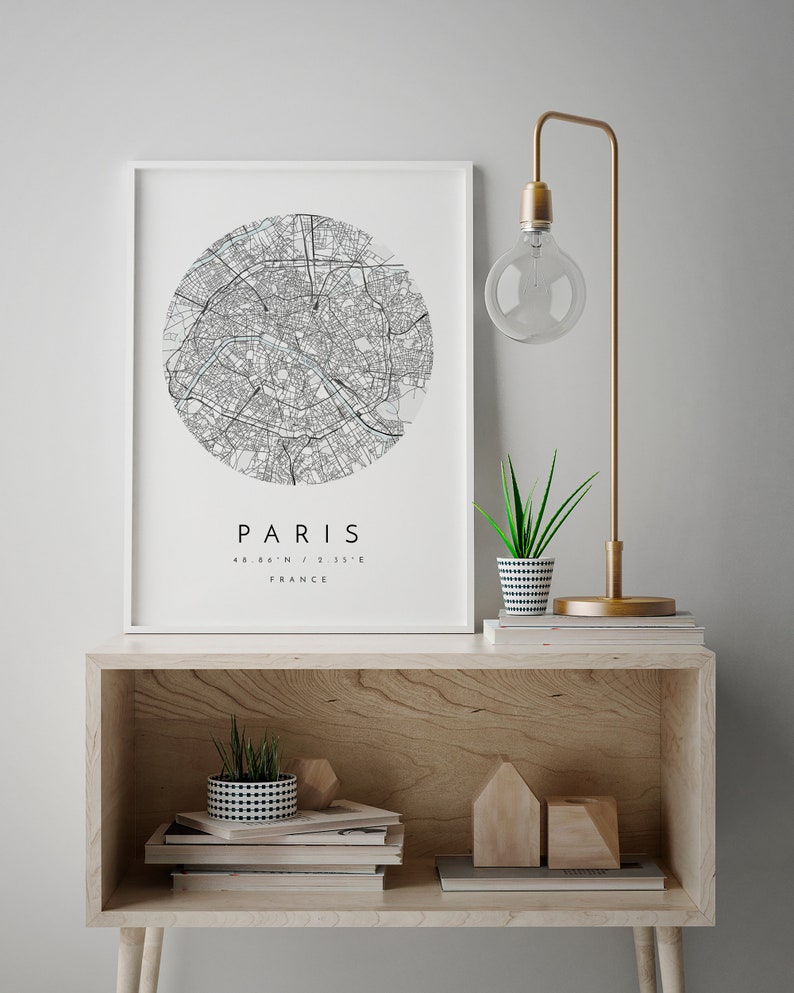Paris Map Minimalist Map Paris Print Paris Poster Paris | Etsy UK