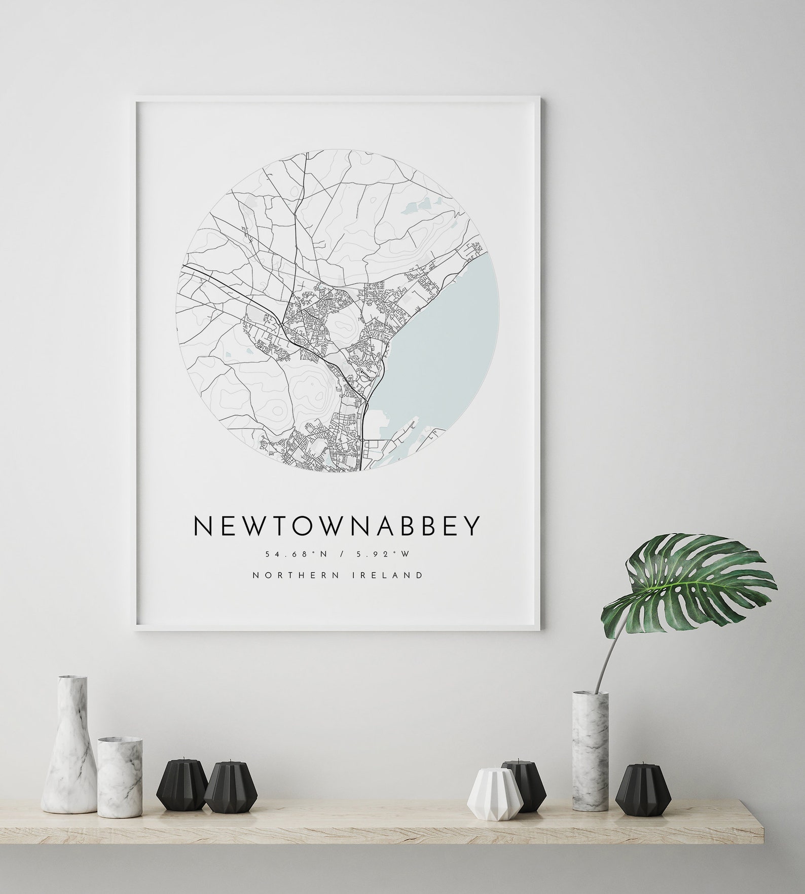 Newtownabbey Map Newtownabbey Northern Ireland City Map - Etsy