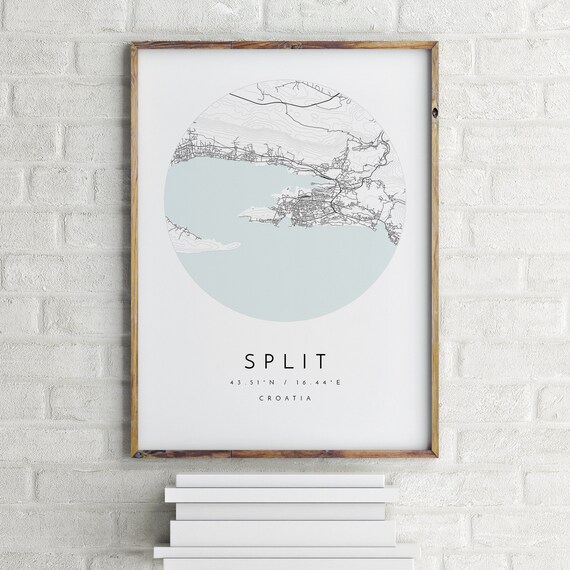 Split Map Split Croatia City Map Home Town Map Split | Etsy