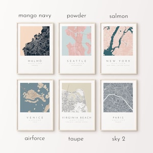 Personalized Map Art, Multiple Sizes, Map Prints, Custom Map Art, Your Choice, Anniversary ...