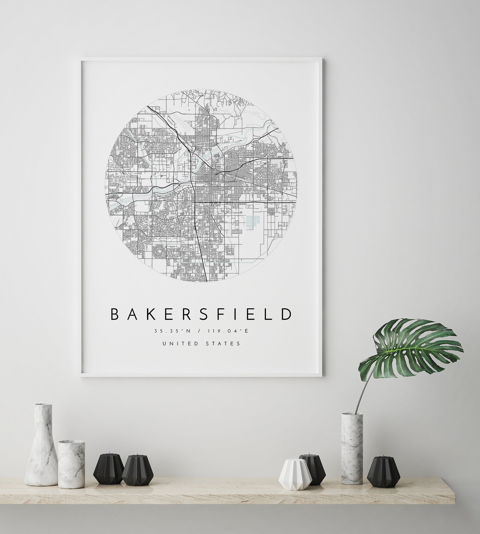 Bakersfield Map Bakersfield California City Map Home Town | Etsy