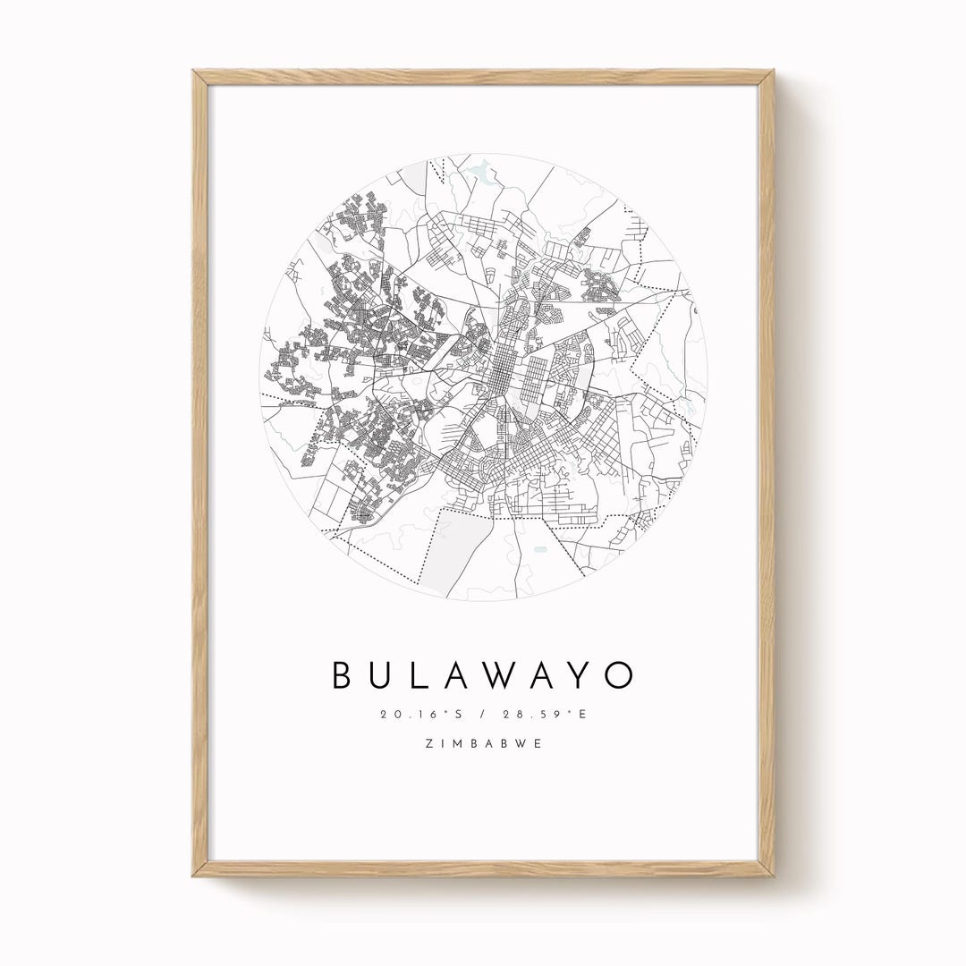 Bulawayo City Map Print, Minimalist Blue Tones (multiple Sizes) - Etsy