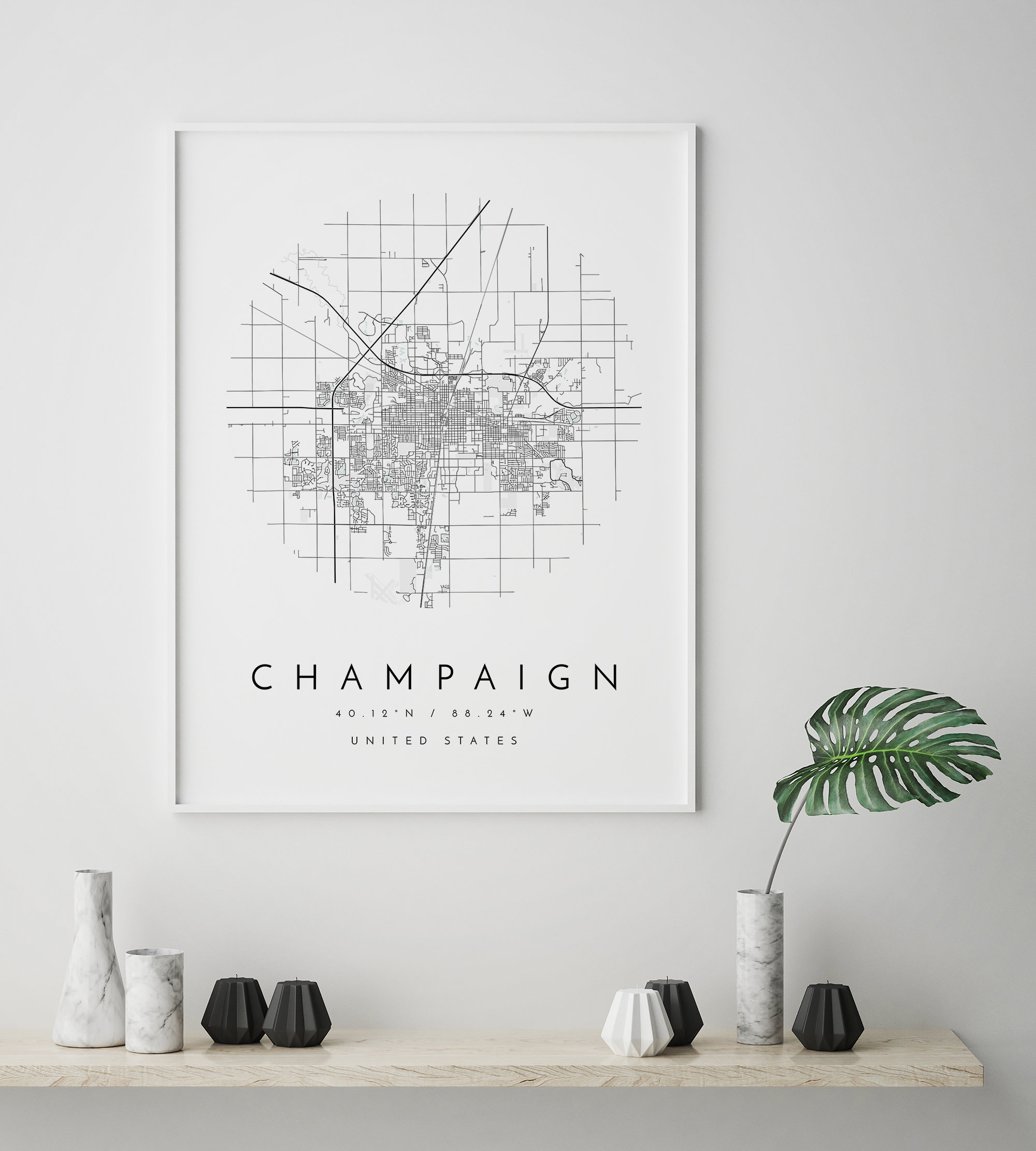 City Map Champaign Champaign Poster Champaign Map Poster - Etsy