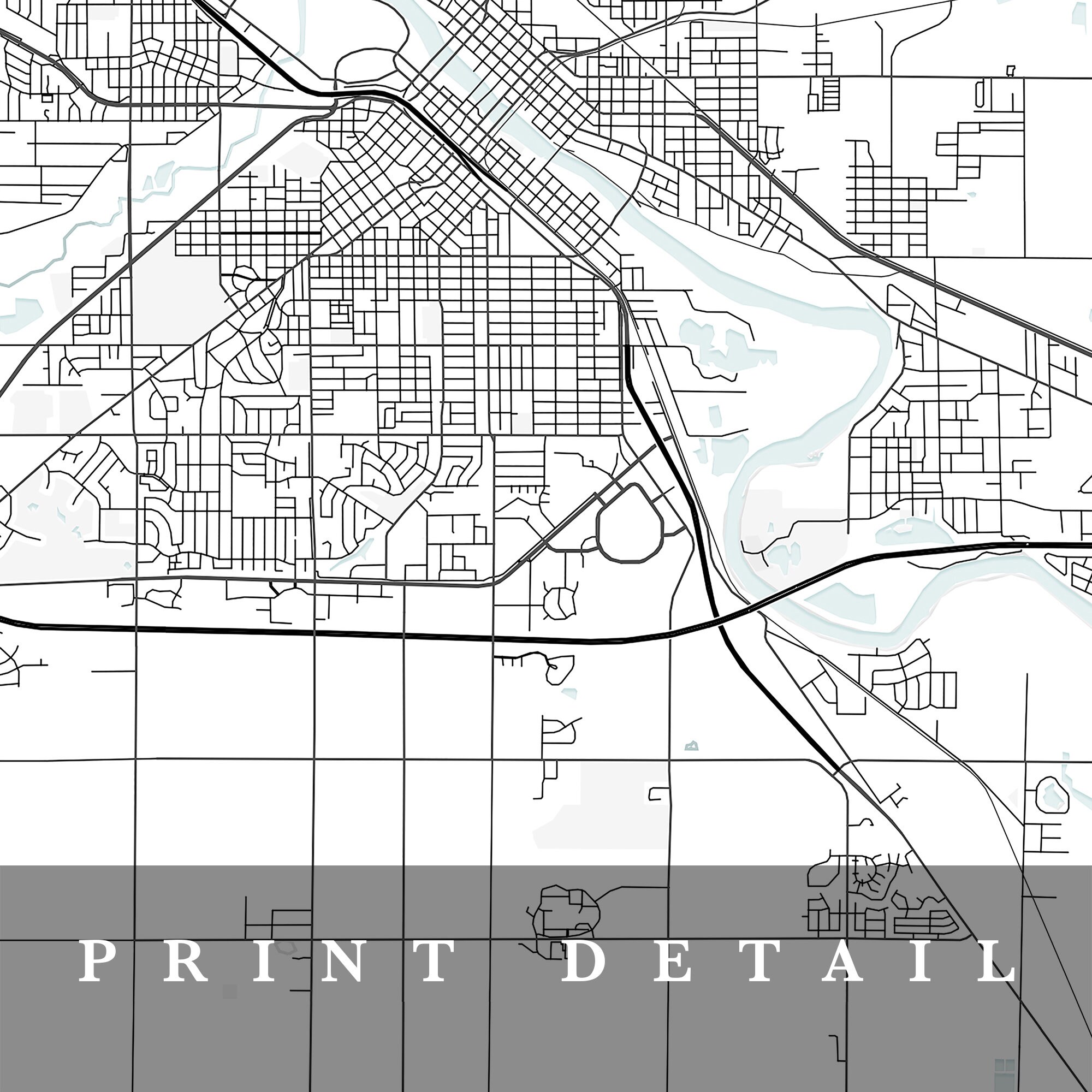 Waterloo Map Waterloo Iowa City Map Home Town Map - Etsy
