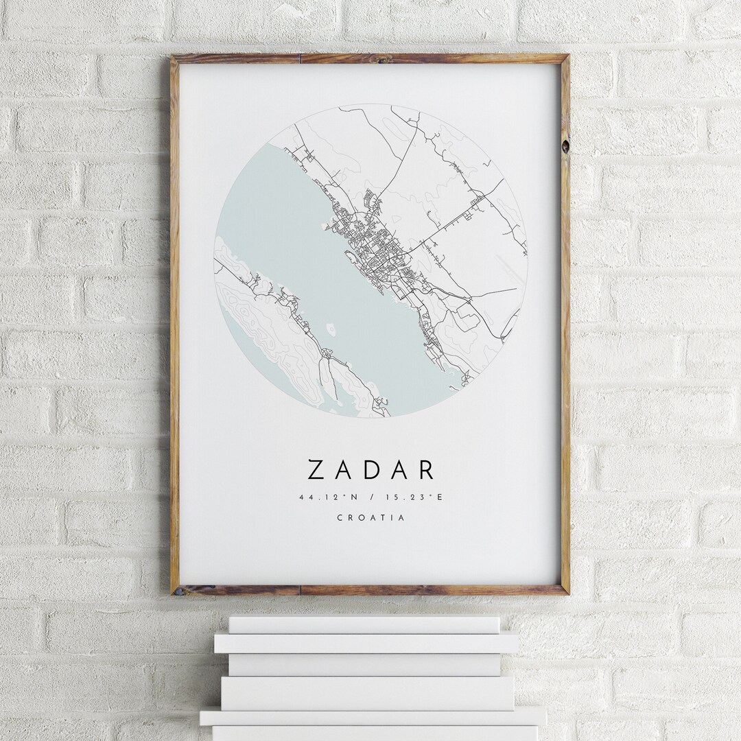 Zadar Map, Zadar, Croatia, City Map, Home Town Map, Zadar Print, Wall ...