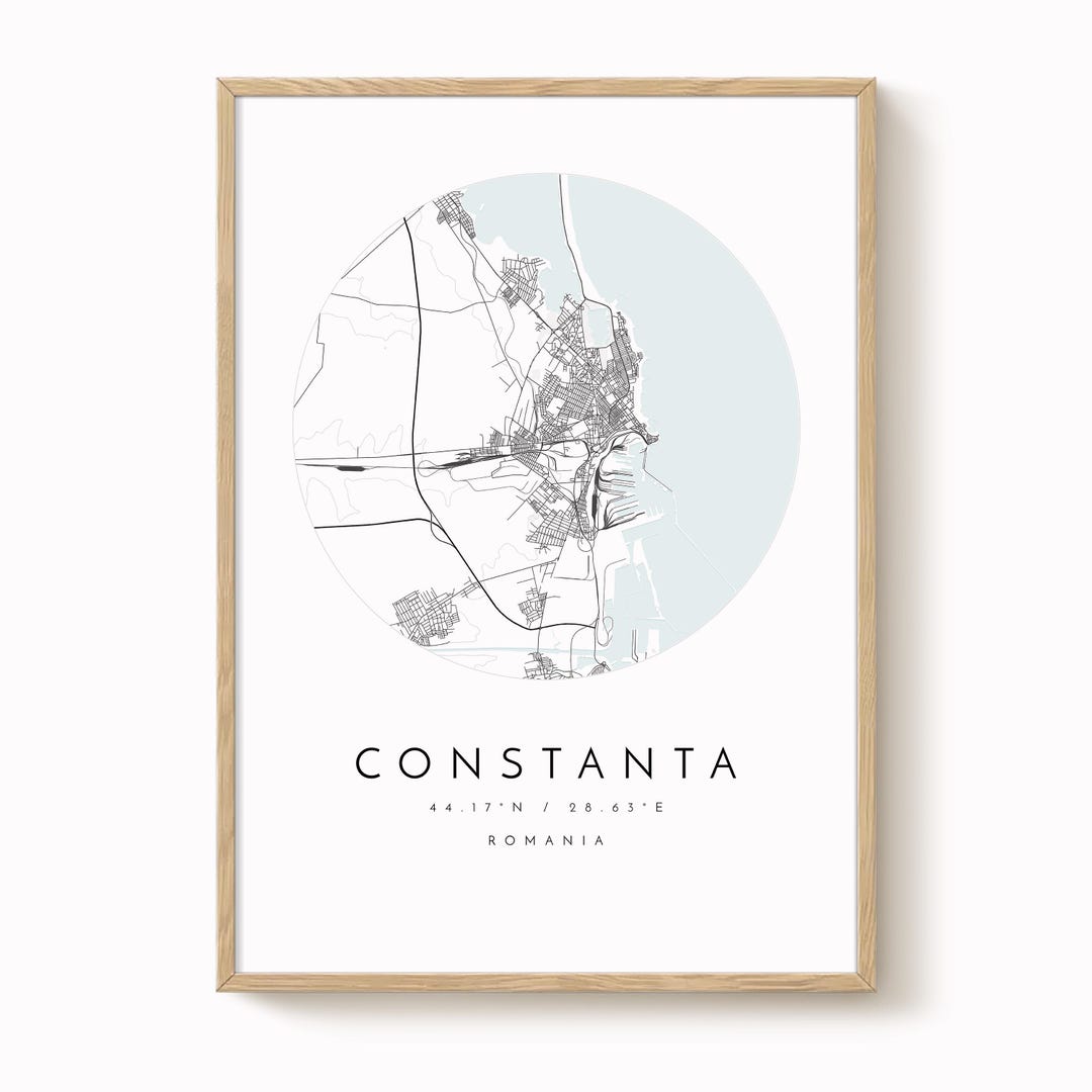 Constanta Map Wall Art - Clean Modern Design in Soft Blues - Etsy