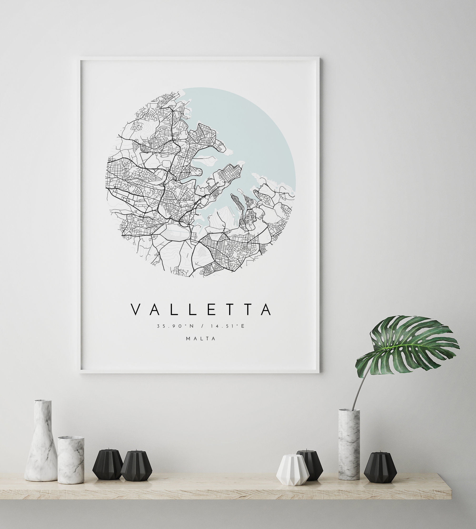 Valletta Map Map of Valletta Minimalist Map Valletta Print - Etsy