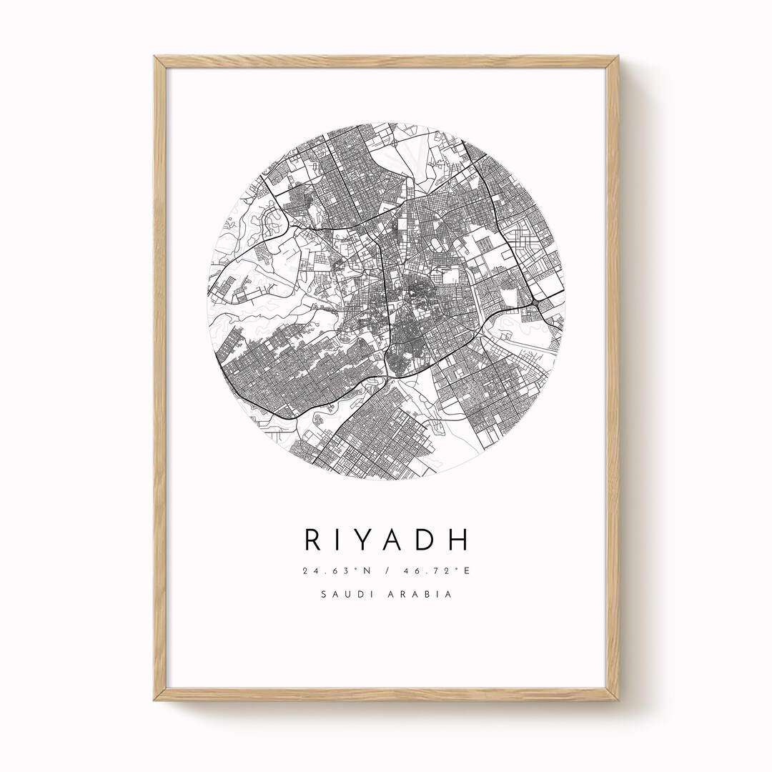 Riyadh Map, Riyadh, Saudi Arabia, City Map, Home Town Map, Riyadh Print ...