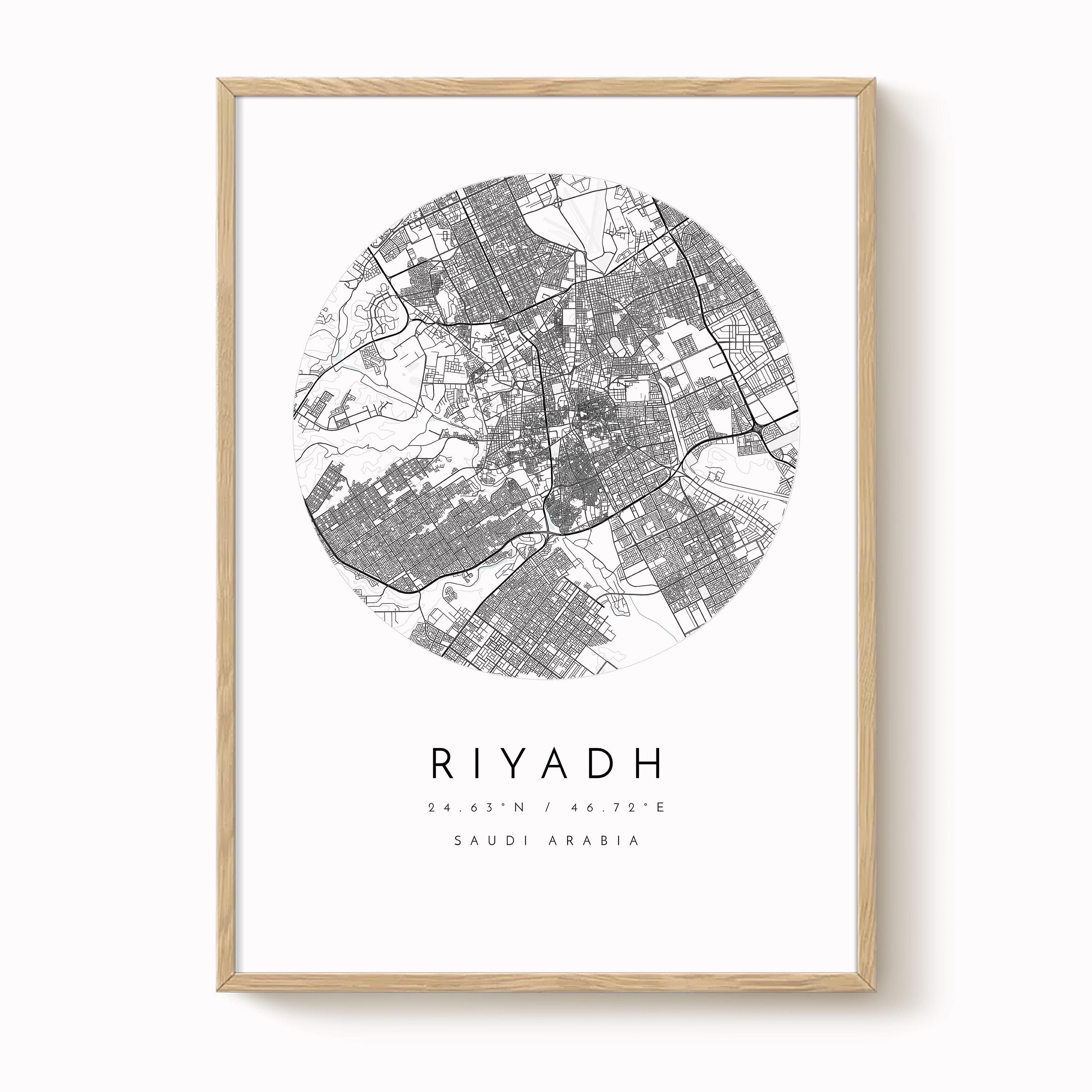 Riyadh Map, Riyadh, Saudi Arabia, City Map, Home Town Map, Riyadh Print ...