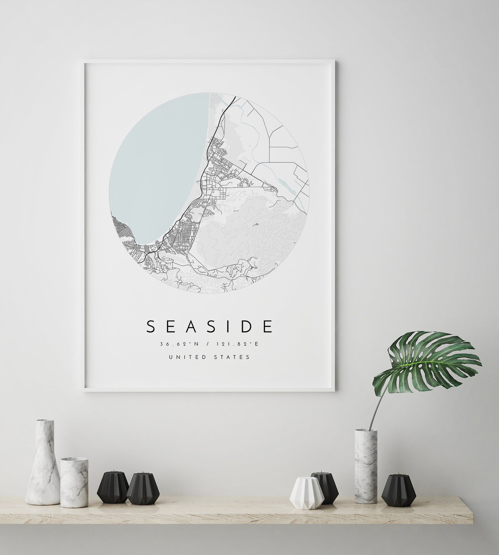 Seaside Map Seaside California City Map Home Town Map - Etsy