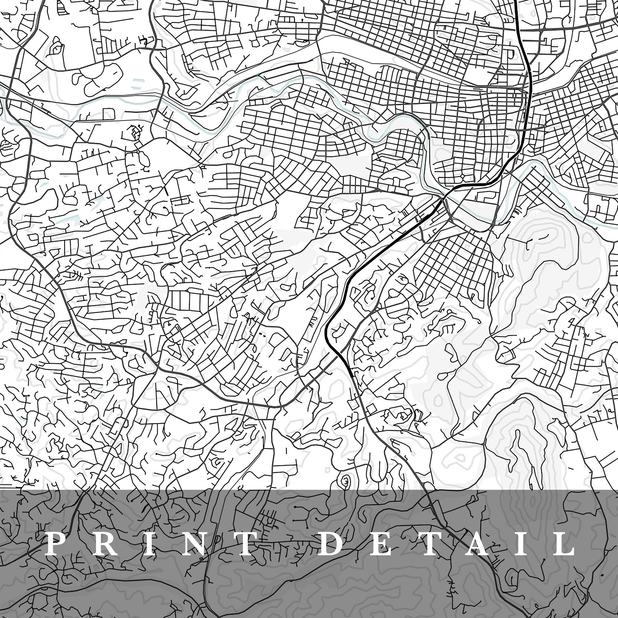 Roanoke Map Roanoke Virginia City Map Home Town Map | Etsy