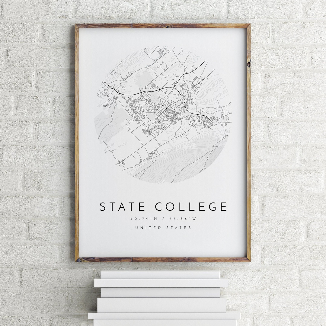 State College Map, State College Poster, State College Map Poster ...
