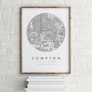 Compton Map Compton California City Map Home Town Map - Etsy