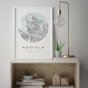 Norfolk Map, Norfolk, Virginia, City Map, Home Town Map, Norfolk Print ...