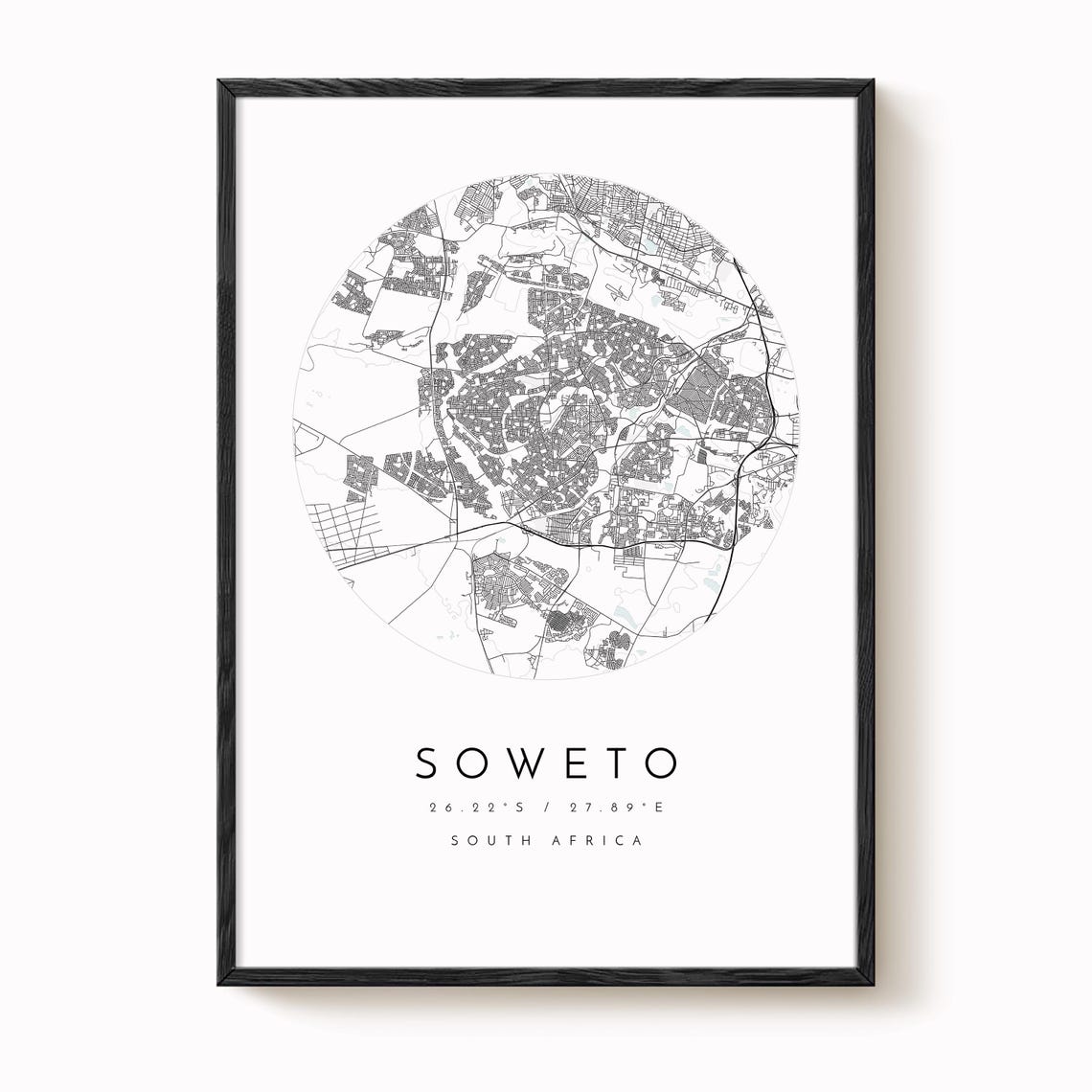 Soweto Map, Soweto, South Africa, City Map, Home Town Map, Soweto Print ...
