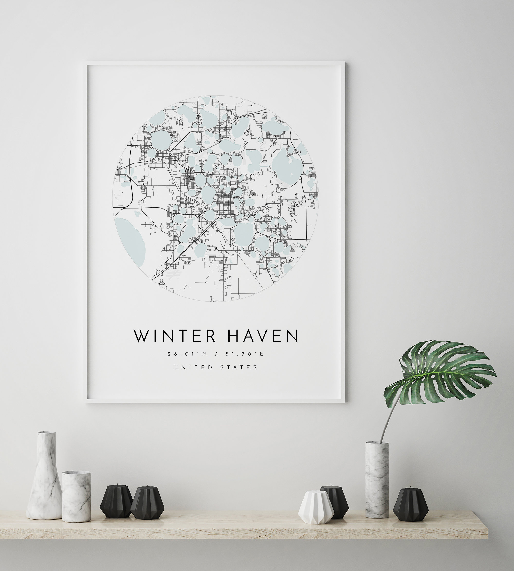 Winter Haven Map Winter Haven Florida City Map Home Town | Etsy
