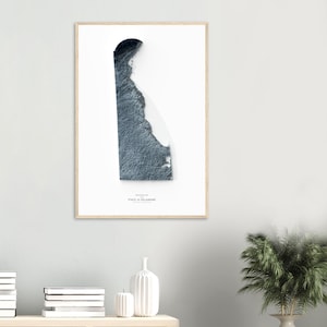 Delaware Map, Elevation Map Print, Map Artwork, Delaware Landscape ...