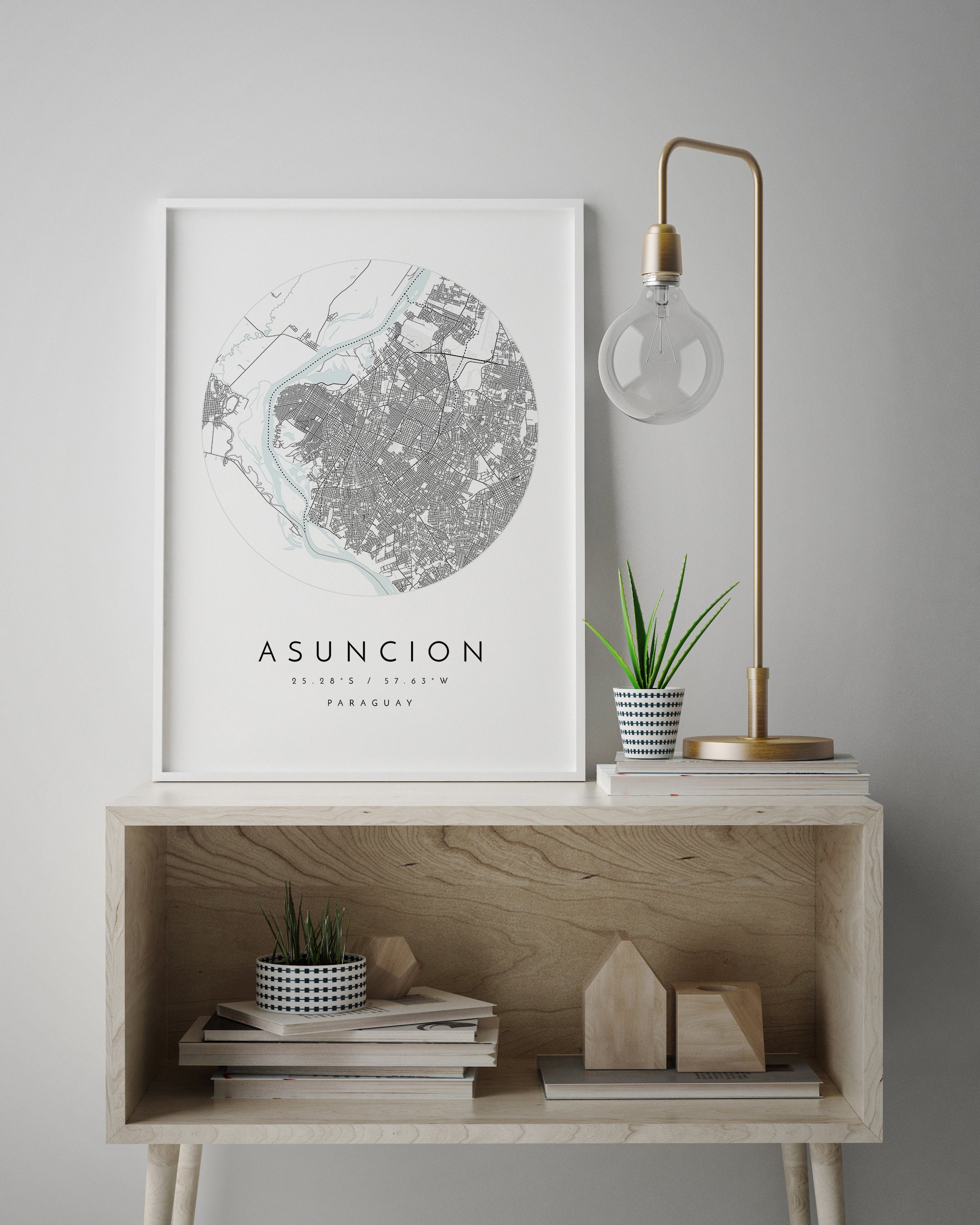 Asuncion Map Asuncion Paraguay City Map Home Town Map - Etsy