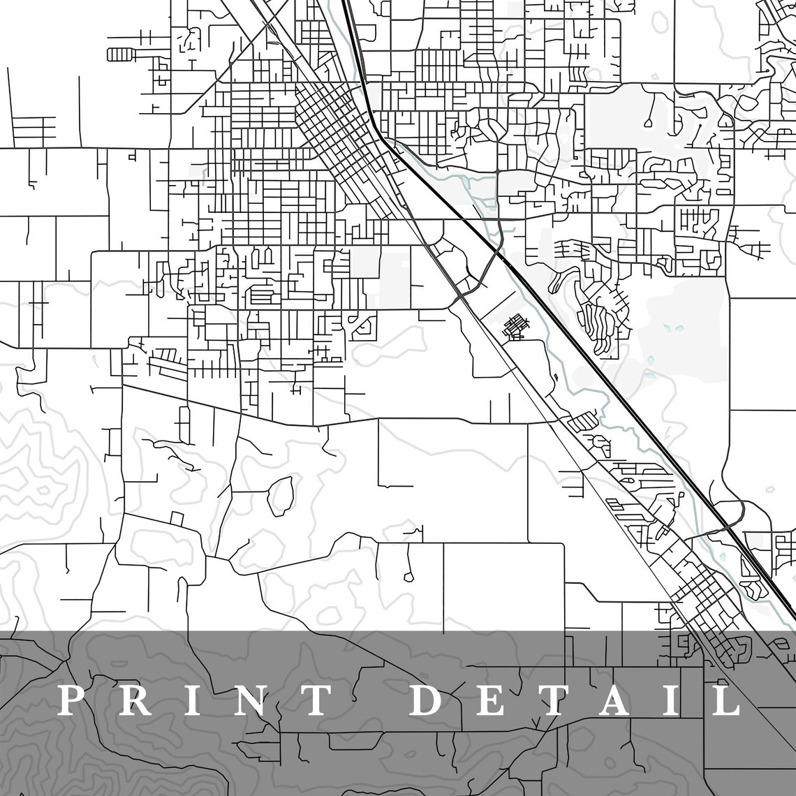 Merced Map Merced California City Map Home Town Map | Etsy
