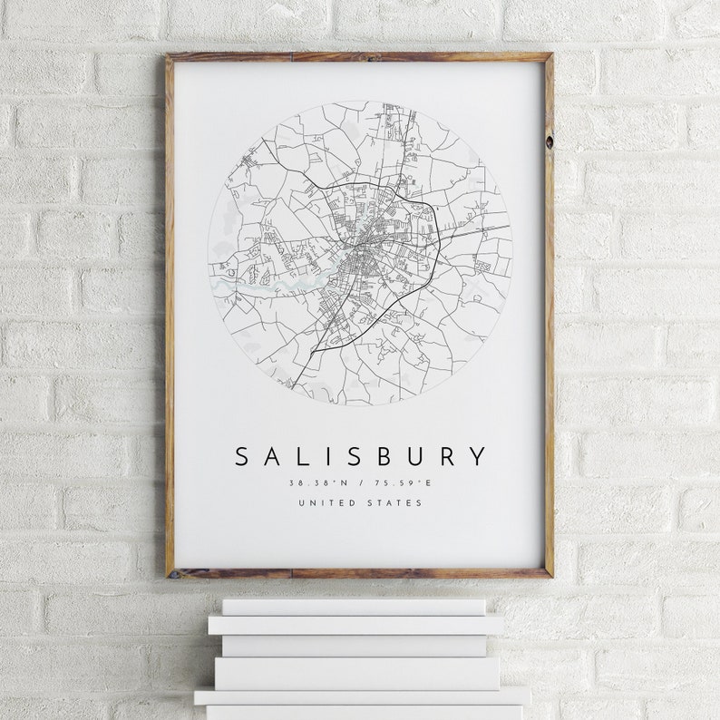 Salisbury Map Salisbury Maryland City Map Home Town Map - Etsy