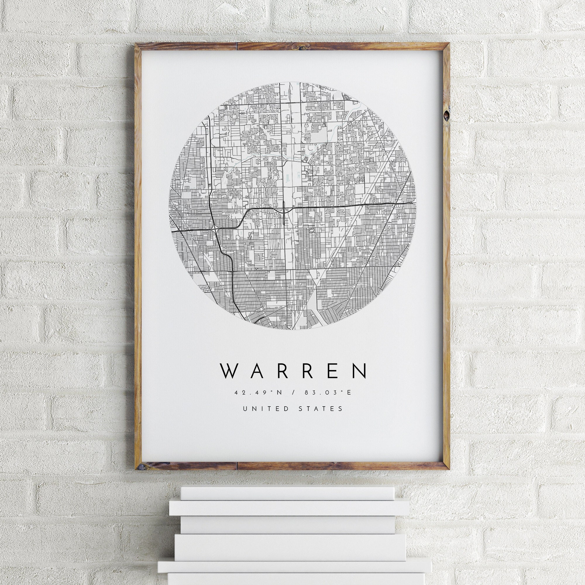 Warren Map Warren Michigan City Map Home Town Map Warren - Etsy