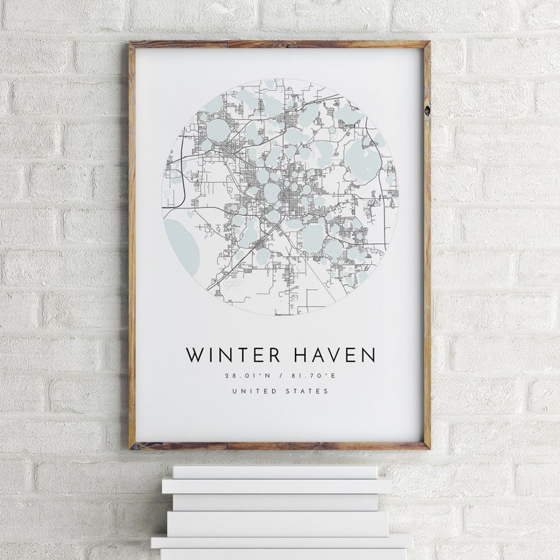 Winter Haven Map Winter Haven Florida City Map Home Town | Etsy
