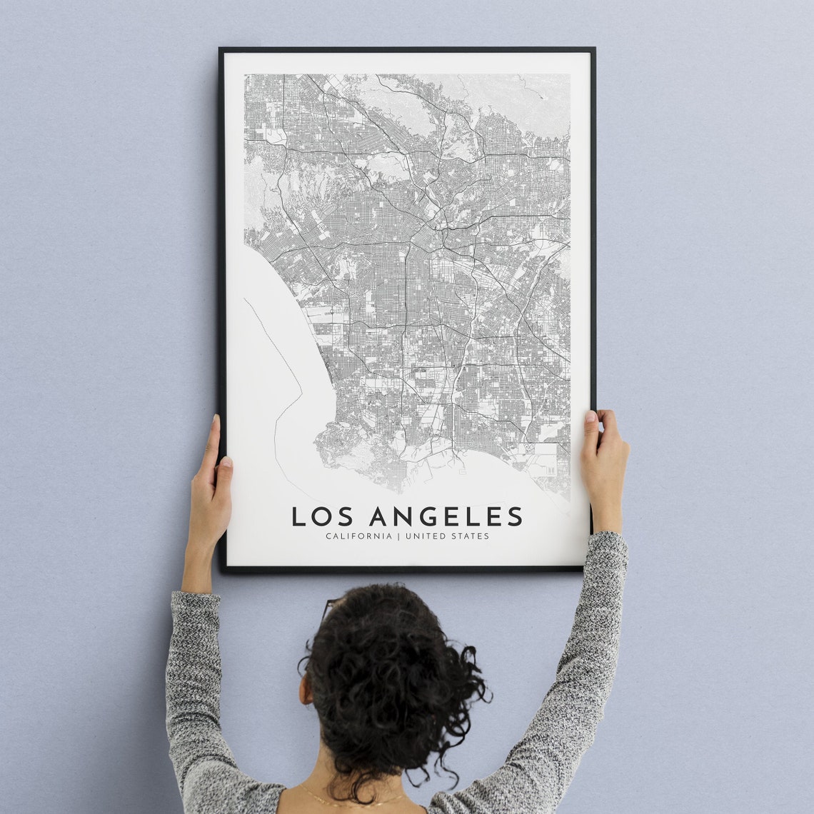 Town Map Poster Los Angeles Minimalist Map Los Angeles wall | Etsy