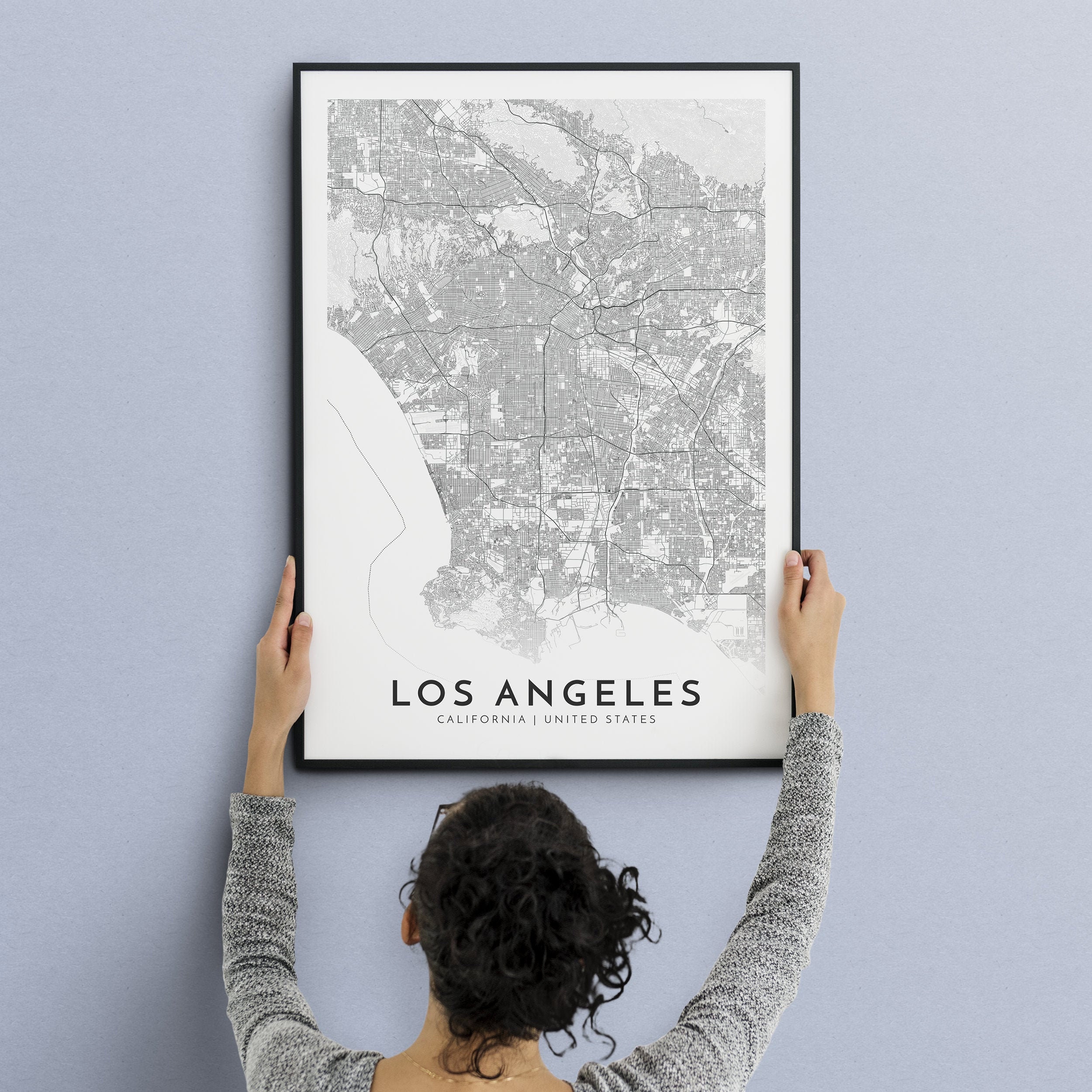 Town Map Poster Los Angeles Minimalist Map Los Angeles Wall - Etsy