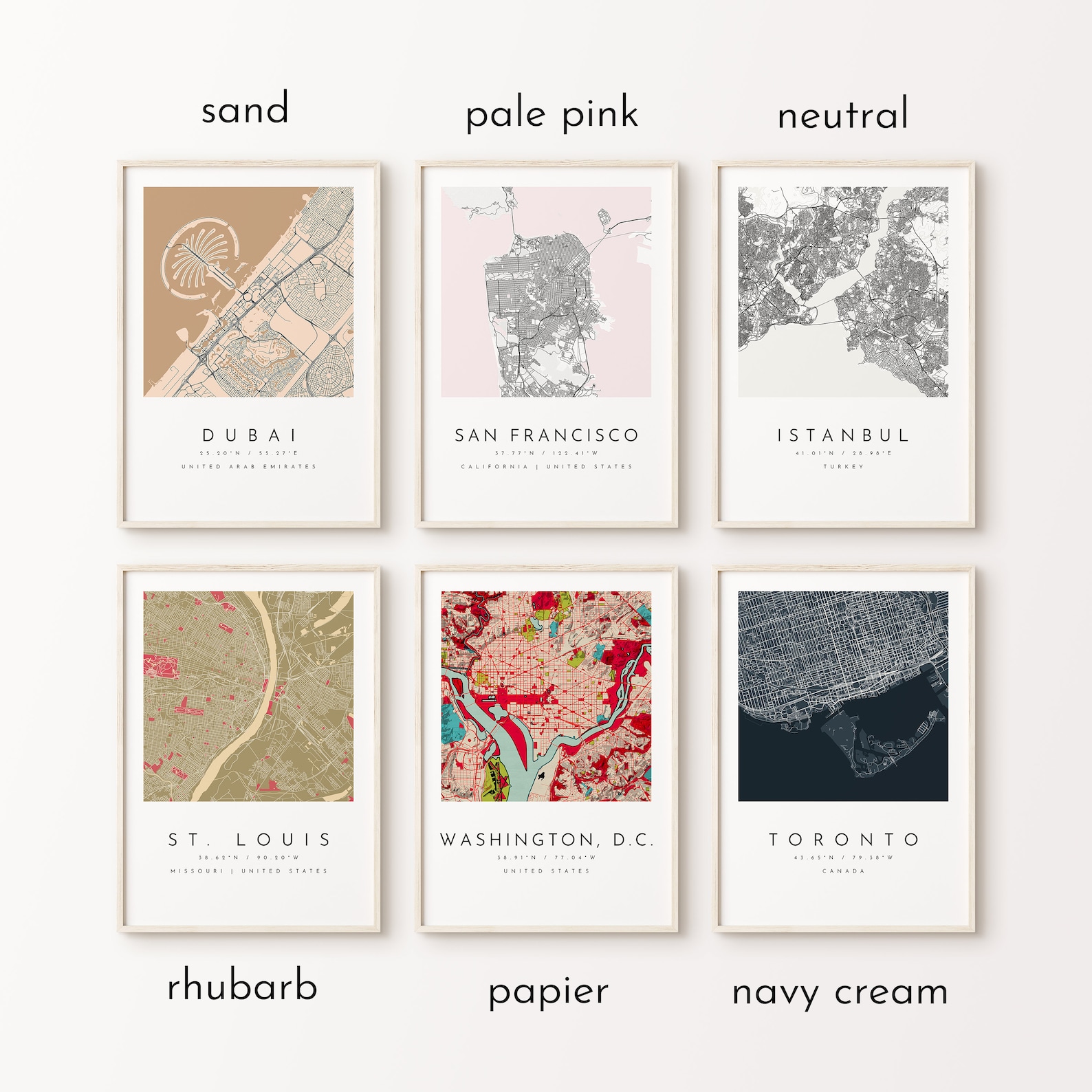 Personalized Map Print, Set of Three, Map Prints, Custom Locations ...